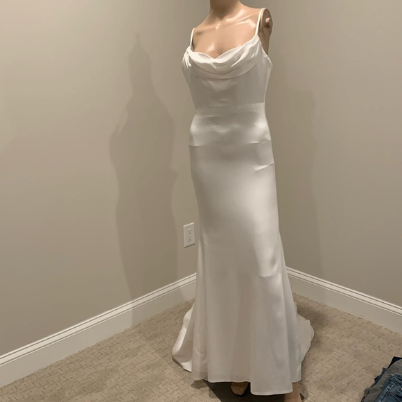 Sarah Seven | Dresses | Sarah Seven White Satin Wedding Gown | Poshmark